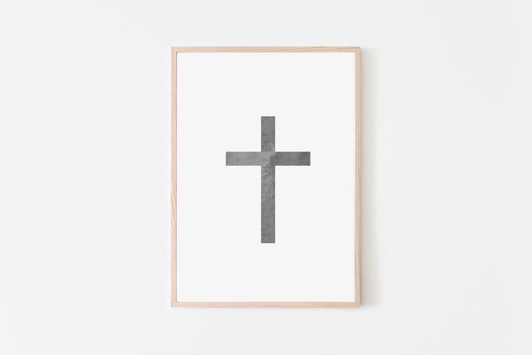 Faded Cross Print: Black and Gray Christian Catholic Wall Art Home ...
