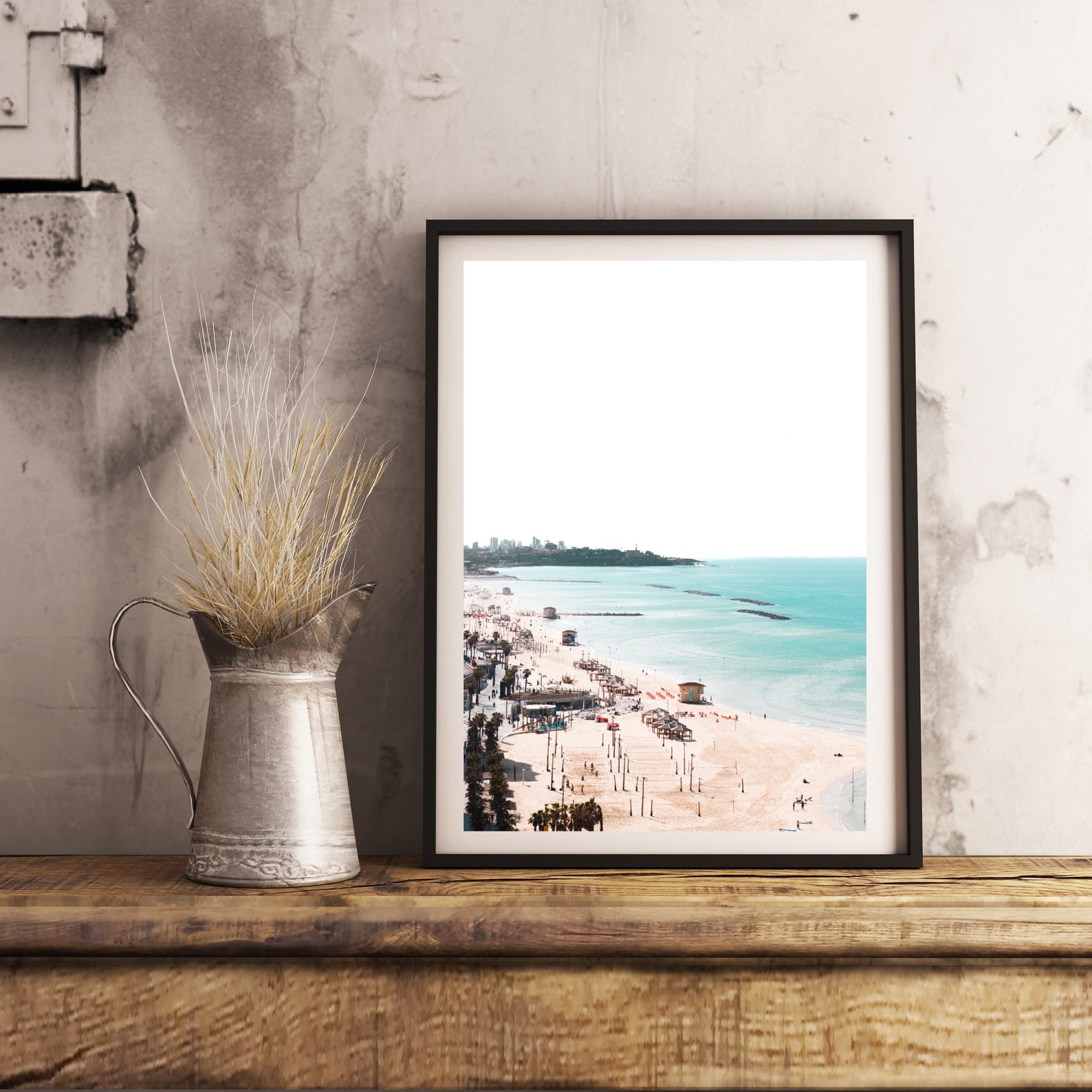 Beach Print, Printable Wall Art, Tel Aviv Israel Landscape, Digital ...