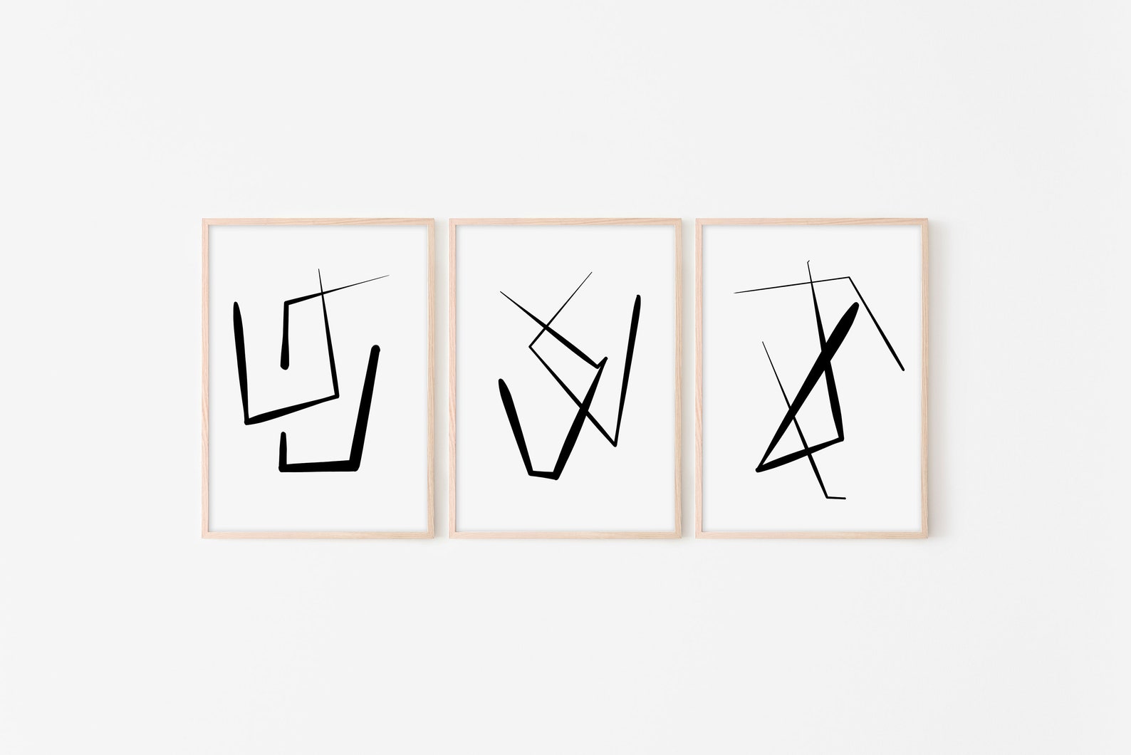 Set of 3 Abstract Prints Black and White Print Printable Wall Art ...