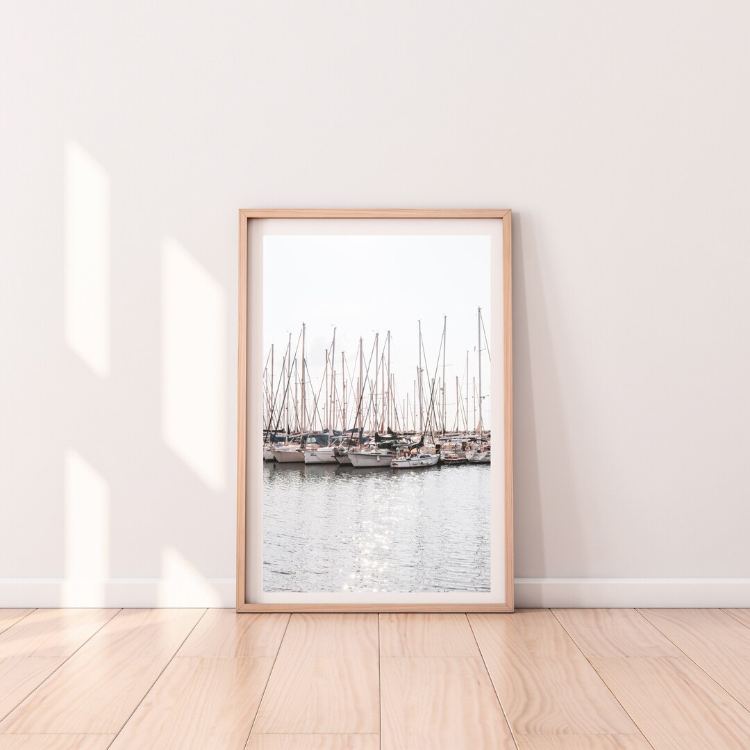 Sailboats Print, Digital Prints, Printable Wall Art, Nautical Marina ...
