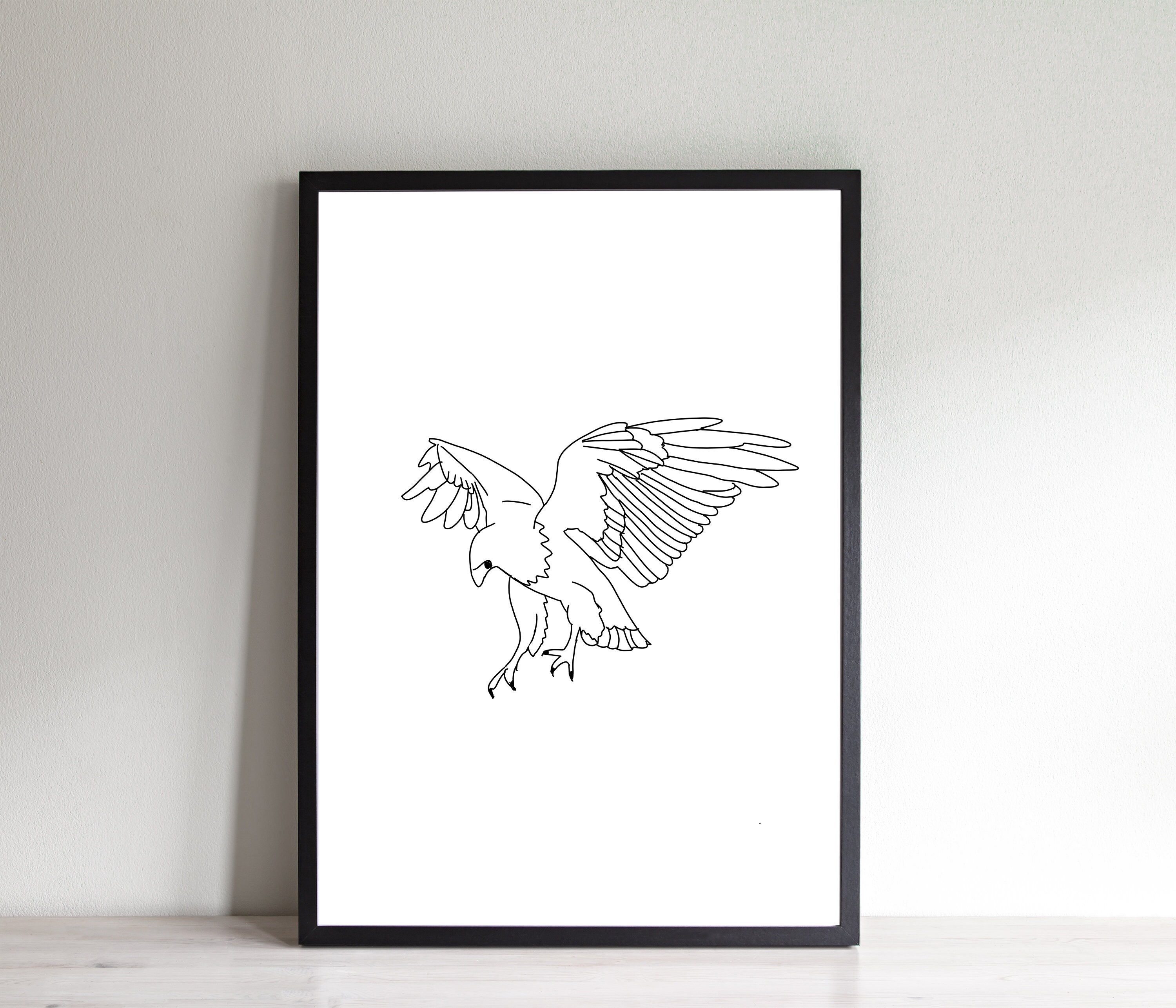 Eagle Print, Flying Eagle Wall Art, Eagle Line Art, Printable Wall Art ...