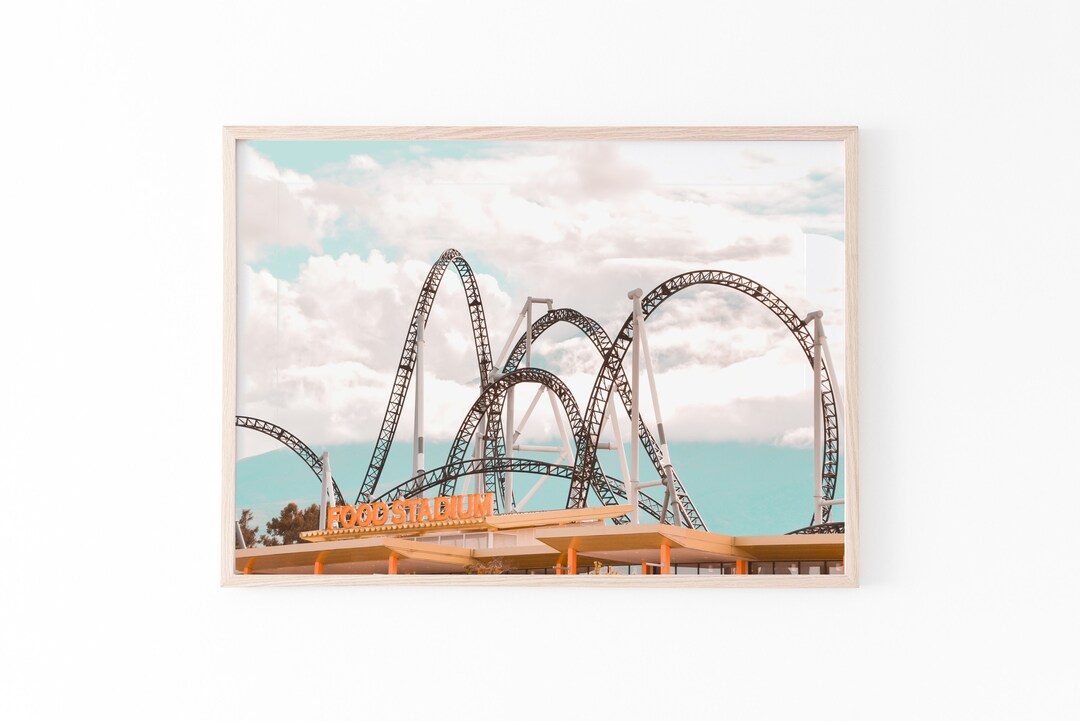 Roller Coaster Print, Printable Wall Art, Japan Fuji Q, Orange Digital ...