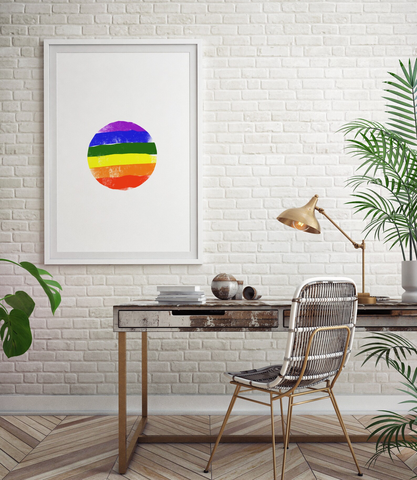 Pride Print, Printable Wall Art, LGBT Rainbow Colors Circle, Digital ...