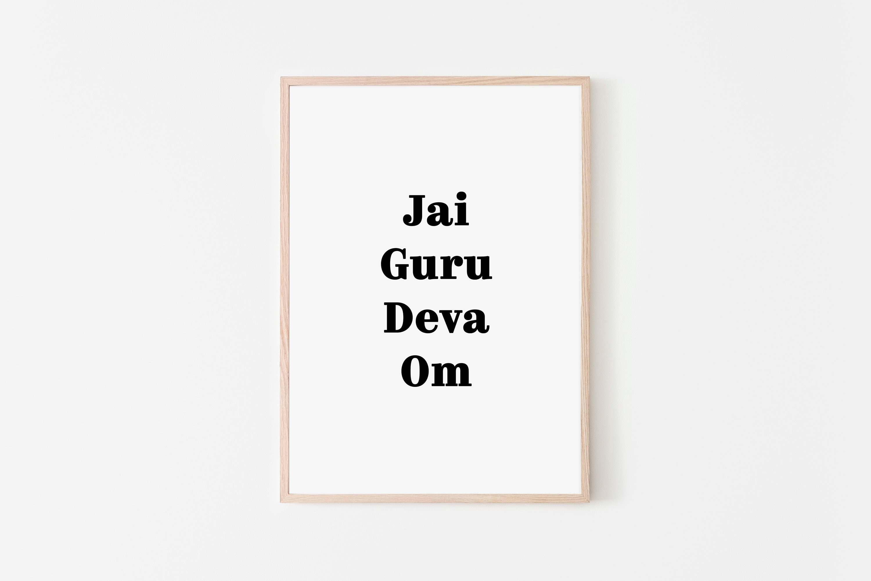 Jai Guru Deva Om Print, Spiritual Prints, Black and White Mantra Ohm ...