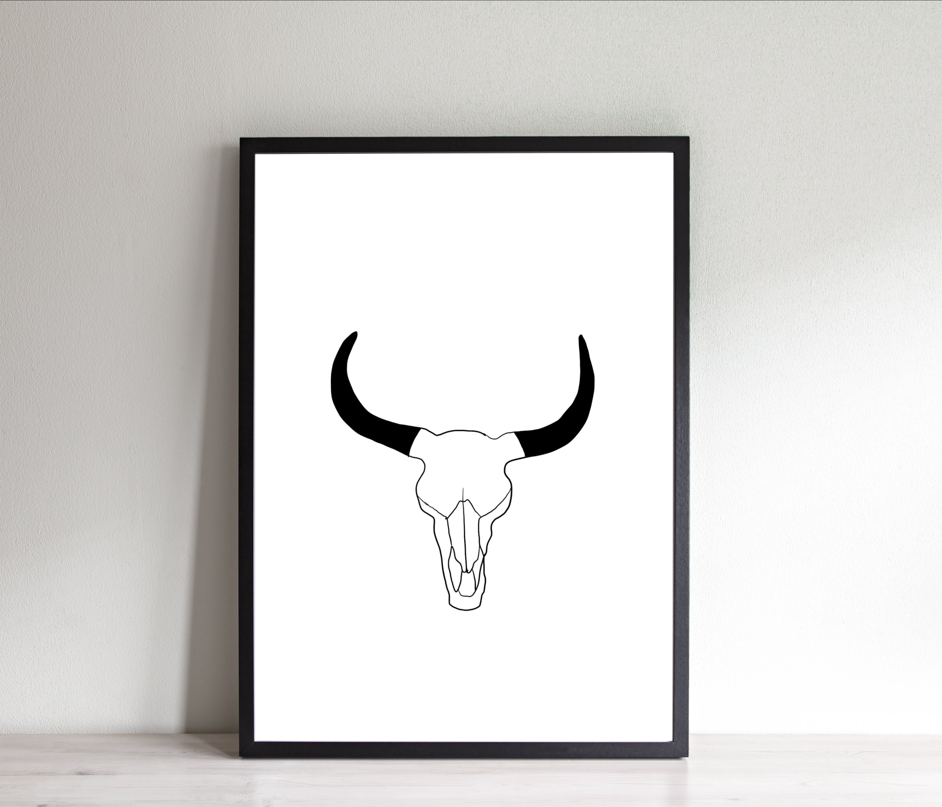 Bull Skull Print Bull Head Printable Wall Art Boho Decor - Etsy