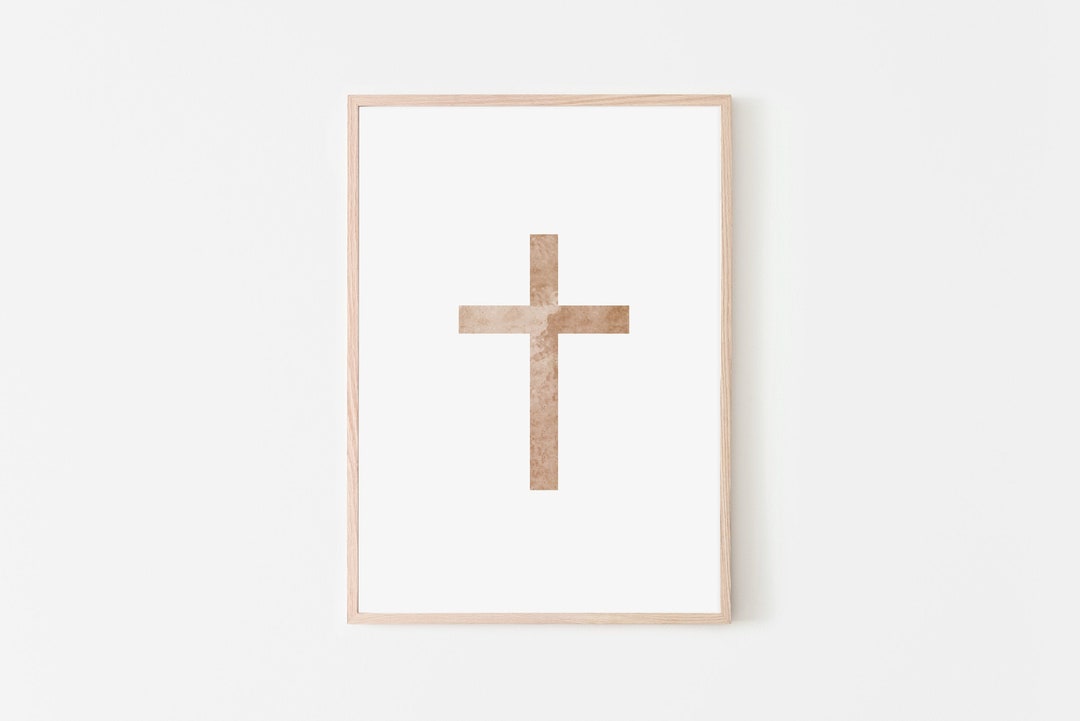 Cross Print, Christian Wall Prints, Brown Faded Cross, Spiritual Poster ...
