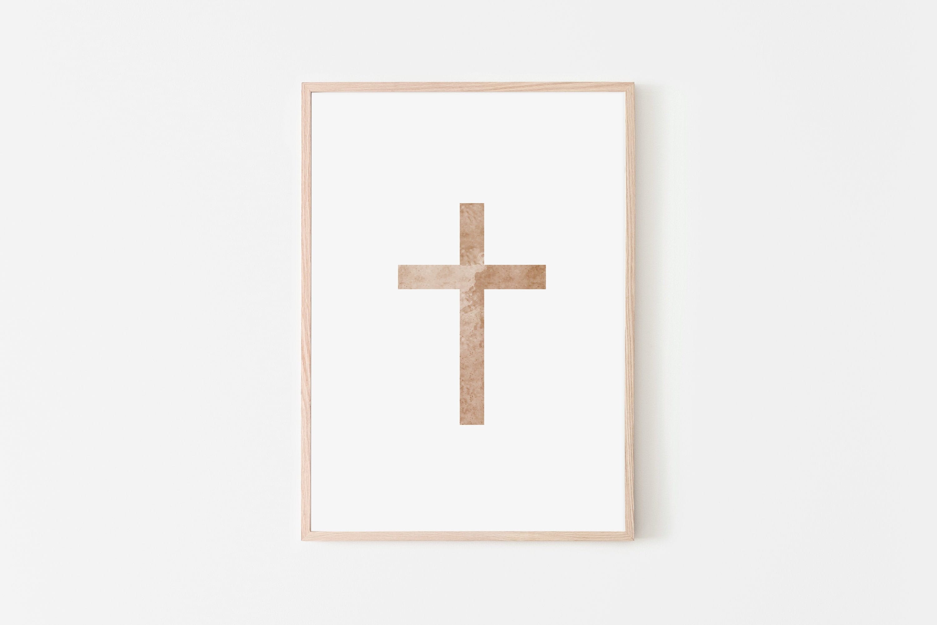 Cross print Christian wall prints brown faded cross | Etsy