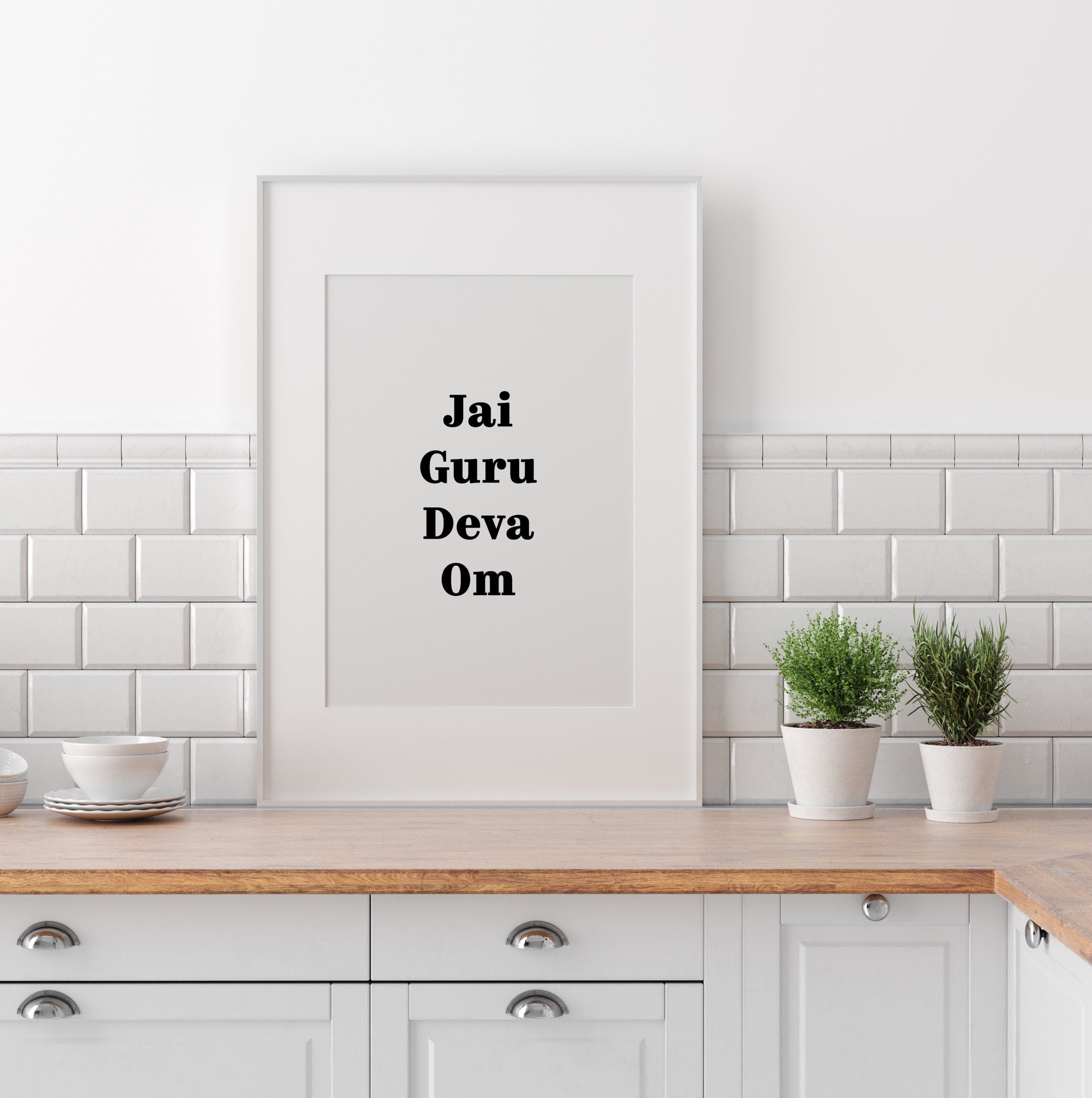 Jai Guru Deva Om Print, Spiritual Prints, Black and White Mantra Ohm ...