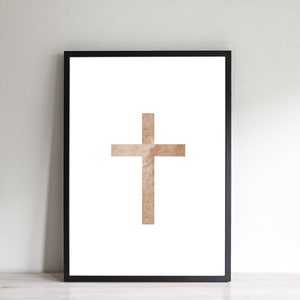 Cross Print, Christian Wall Prints, Brown Faded Cross, Spiritual Poster ...