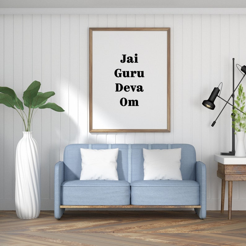 Jai Guru Deva Om Print Spiritual Prints Black and White - Etsy
