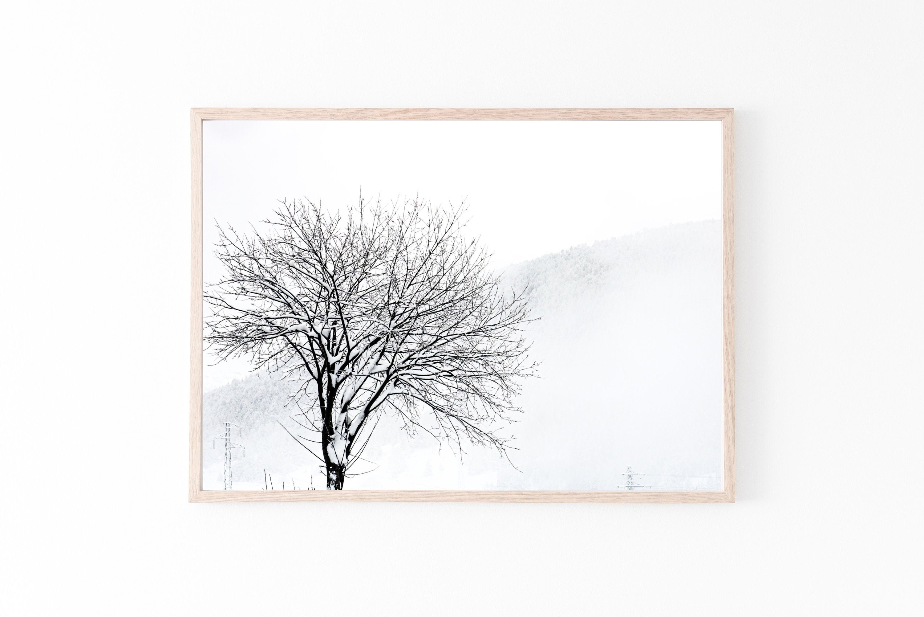 Snowy Tree Print Printable Wall Art Snow Landscape Poster - Etsy