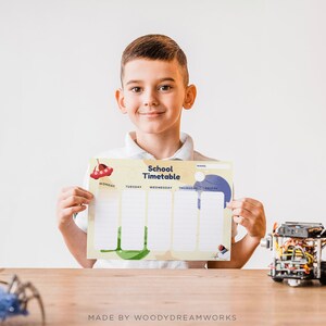 Editable School Schedule for Kids, School Supplies Theme, Printable ...