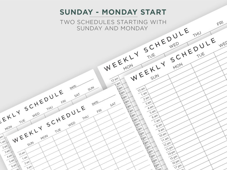 Hourly Weekly Schedule Landscape, Weekly Planner Printable, Week at a ...
