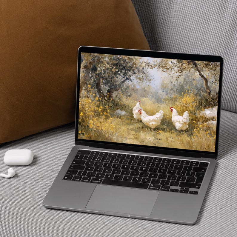 White Chickens Desktop Wallpaper - Summer Meadow MacBook Screensaver ...
