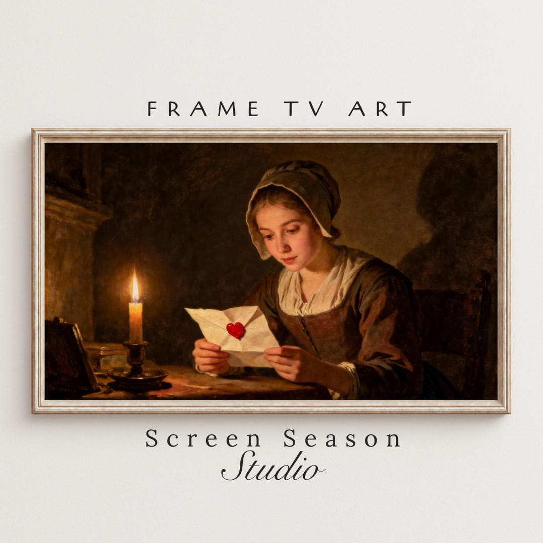 Valentine's Day Frame TV Art - Historical Love Letter Scene Oil ...