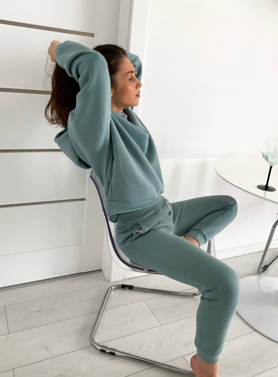 Sage Green Two Piece Tracksuit Set for Women, Women Activewear, Lounge ...