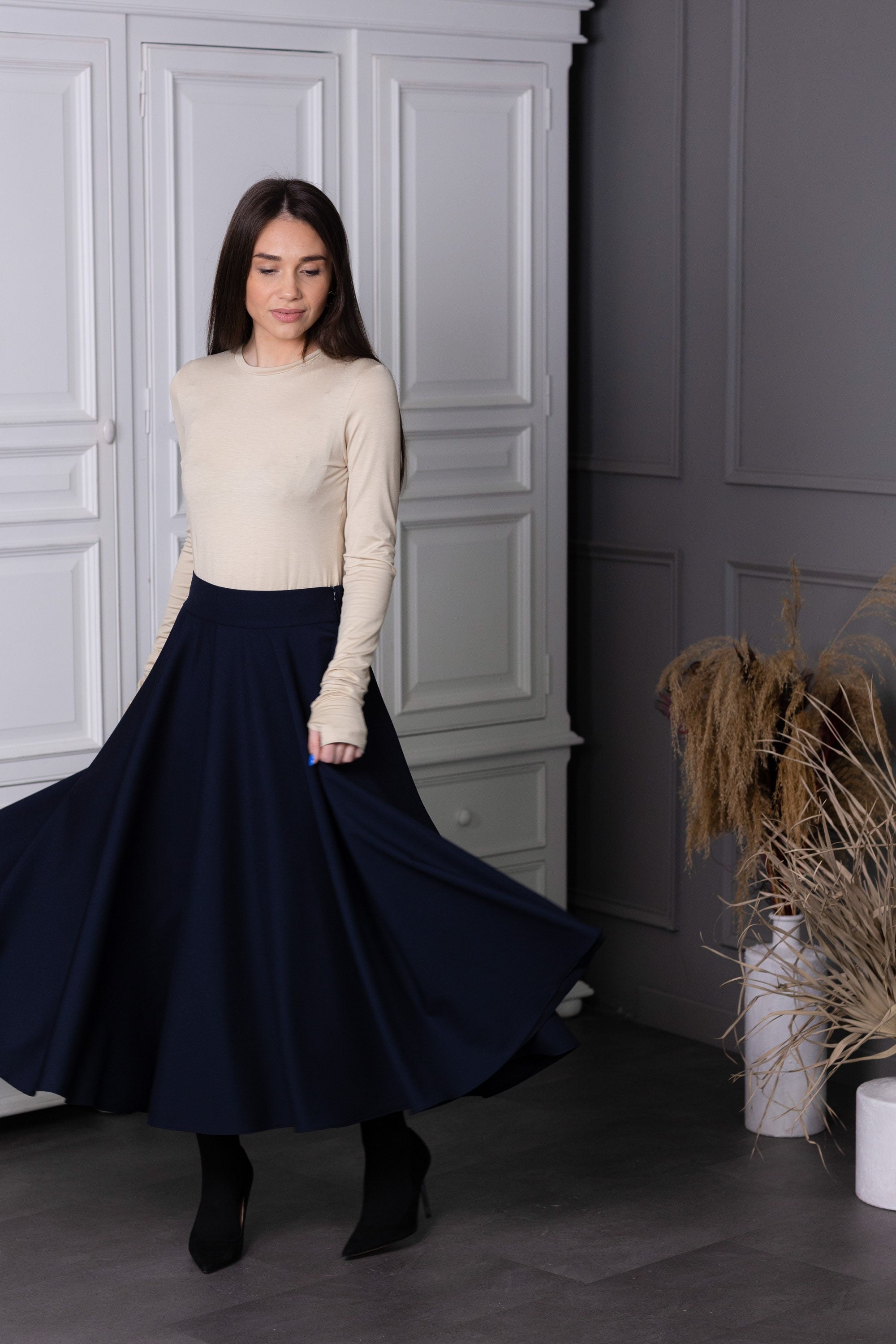 Wollrock langer Rock Faltenrock Winterrock Cordrock Röcke - Etsy.de