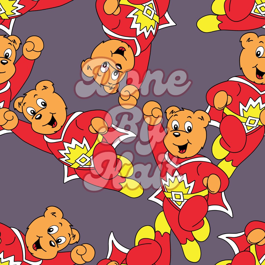 SUPER TED Seamless Digital Pattern, Fabric, Paper, Scrap Book, Wrapping ...