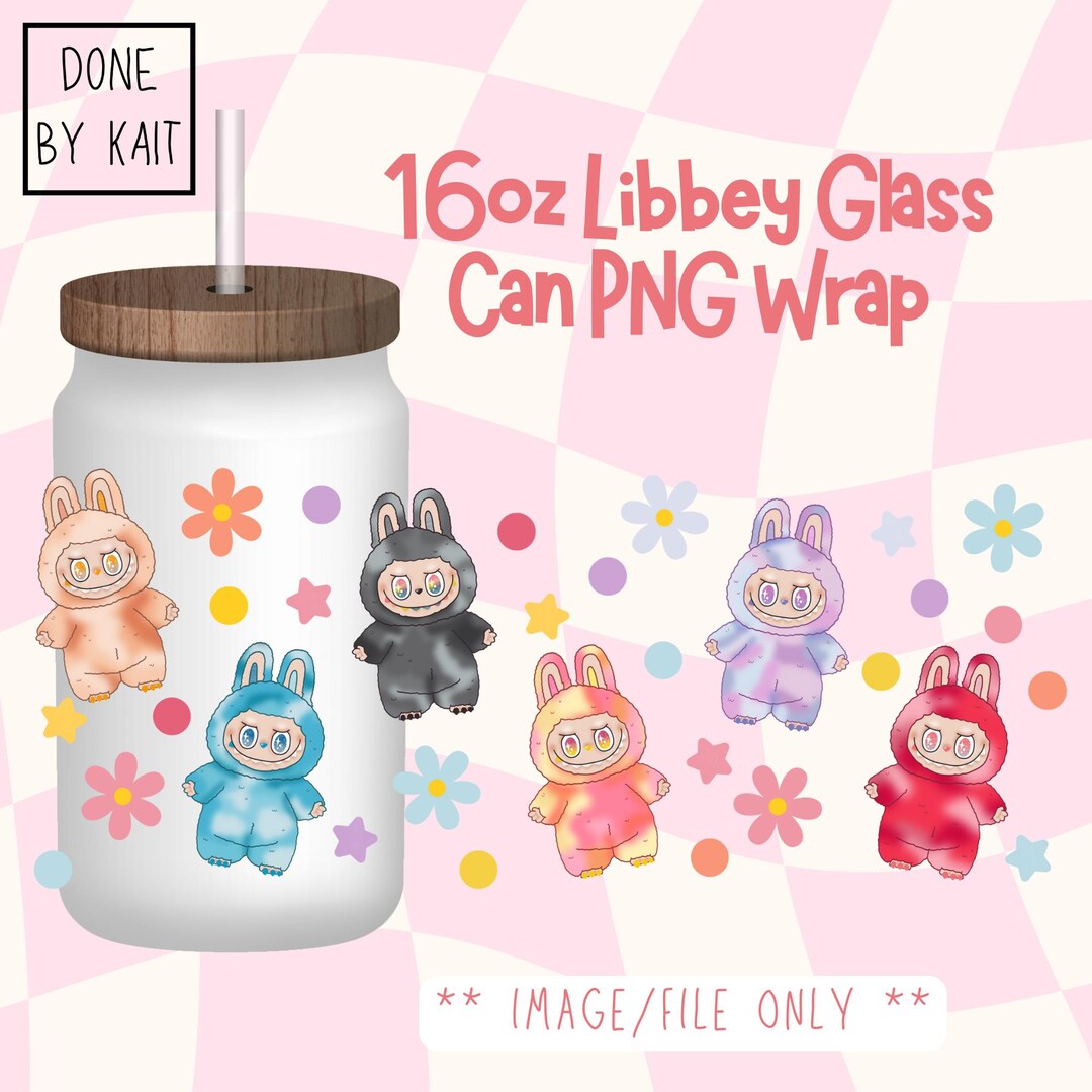 LABUBU Big Into Energy | 16oz Libbey Glass Can Wrap | Cartoon ...