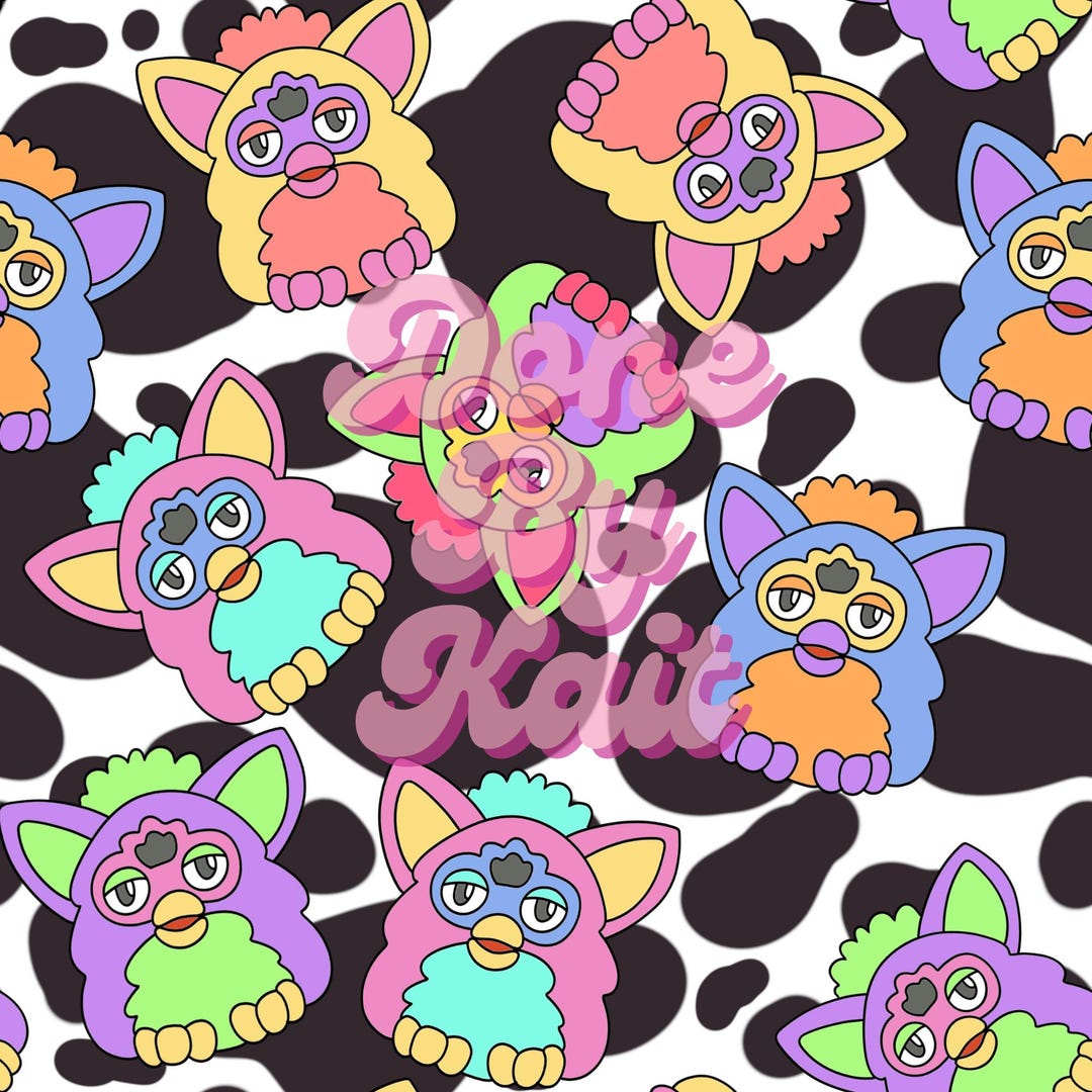 FURBY #2 Seamless Digital Pattern, Fabric, Paper, Scrap Book, Wrapping ...