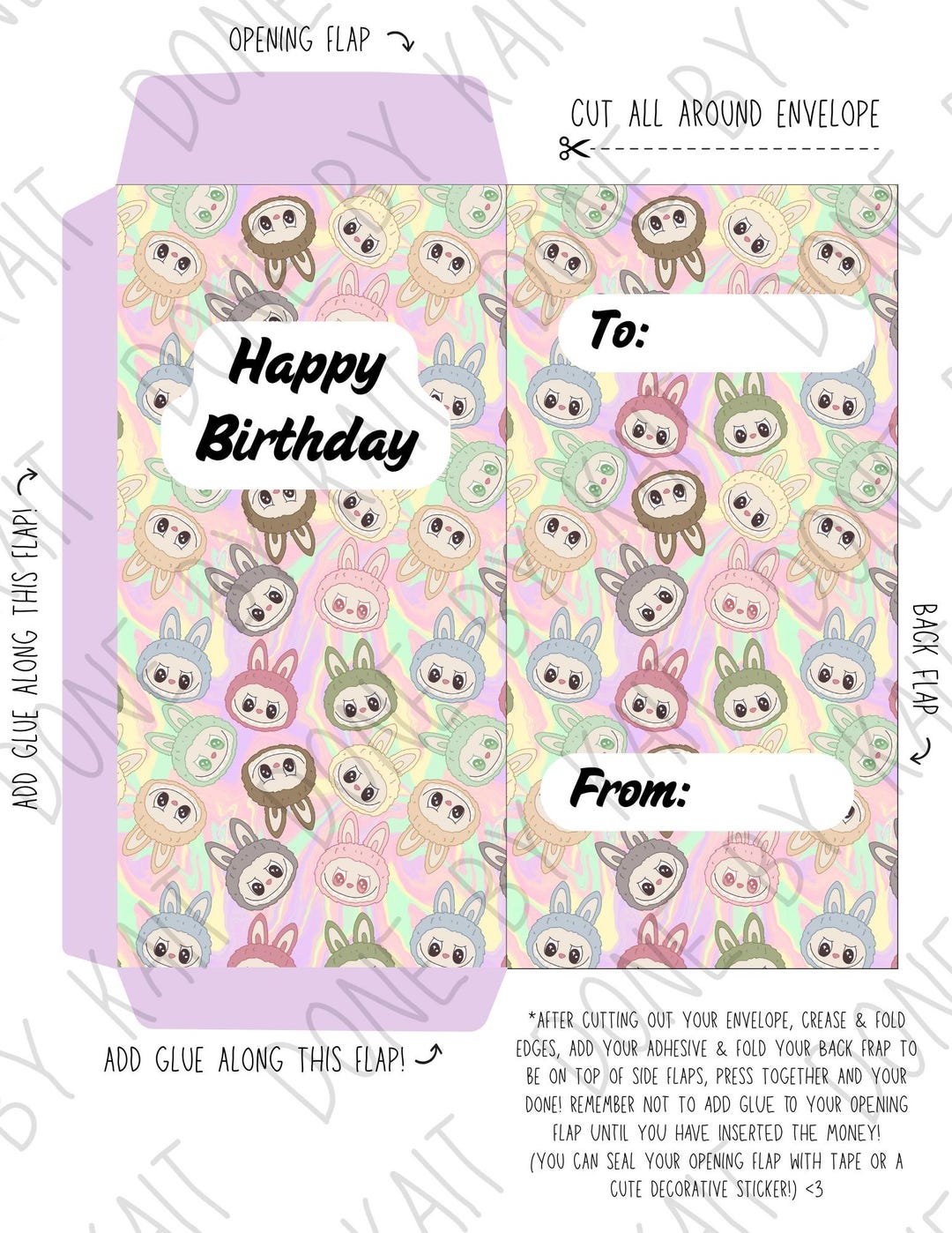 PRINTABLE Money Envelope | Labubu #1 | JPG File Only | Gift | Birthday ...