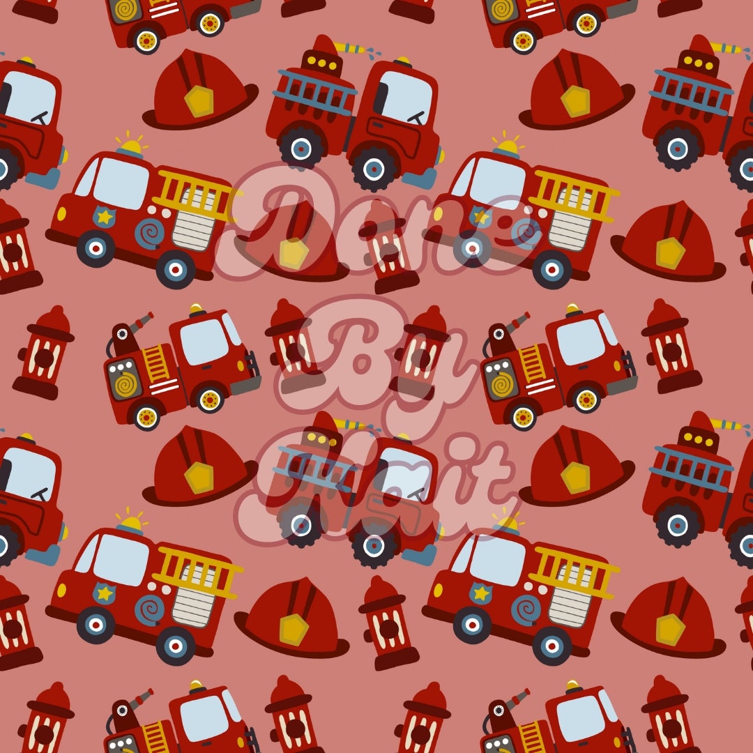 FIRE TRUCKS Seamless Digital Pattern, Fabric, Paper, Scrap Book ...