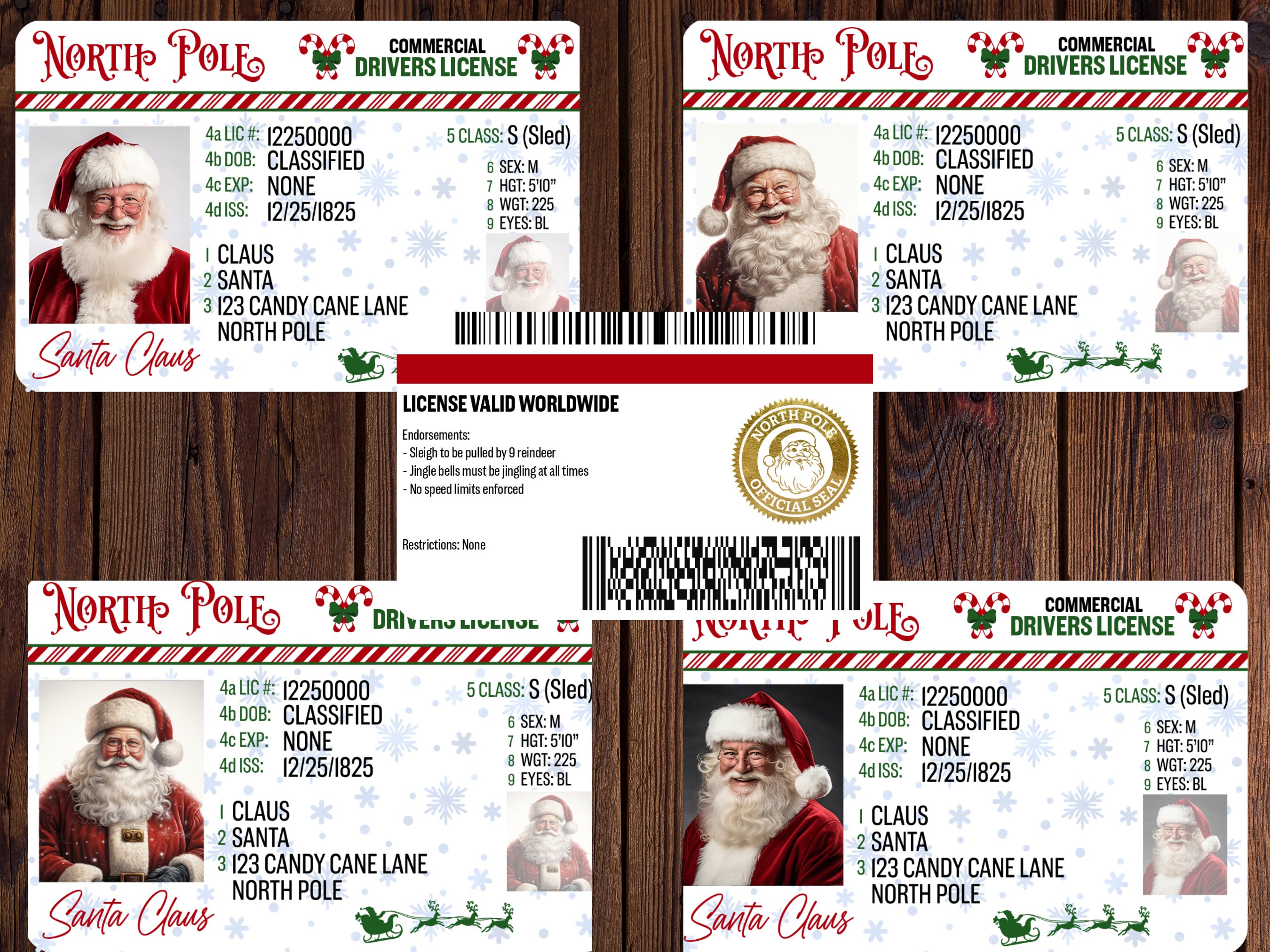 Santa License Design, Santa Drivers License PNG, PDF Files, Santa Claus ...
