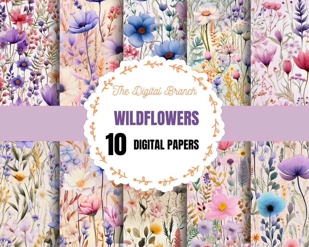Dainty Wildflower Patterns, Watercolor Wildflower Seamless Patterns Set ...