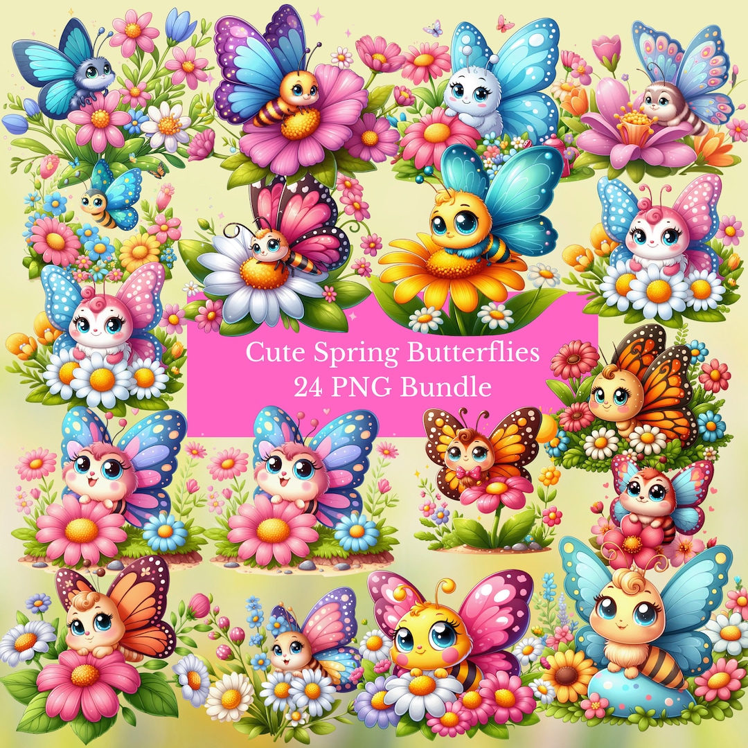 Butterfly Clipart Cute Butterfly Spring Insect Clipart Floral Butterfly ...