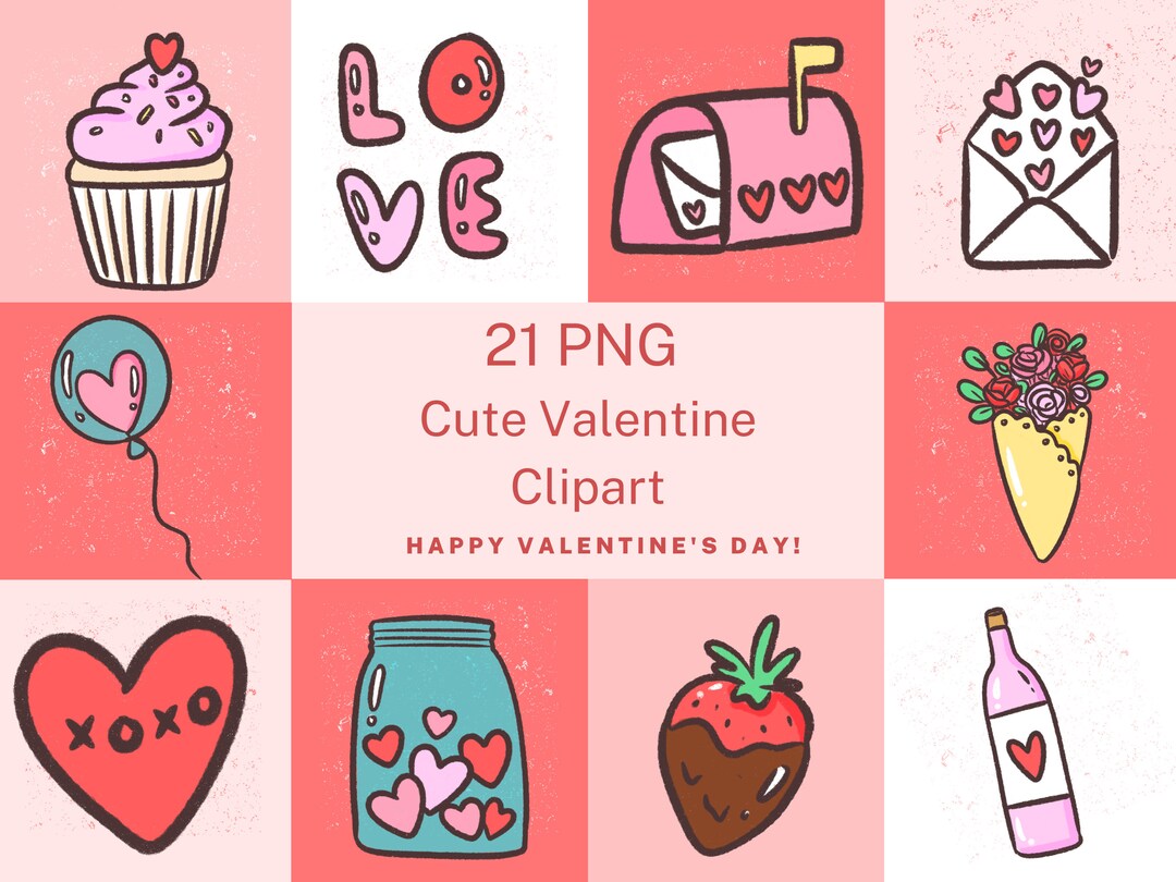 Cute Valentines Day Clipart Bundle, Valentines Day Cute, Cute Png ...
