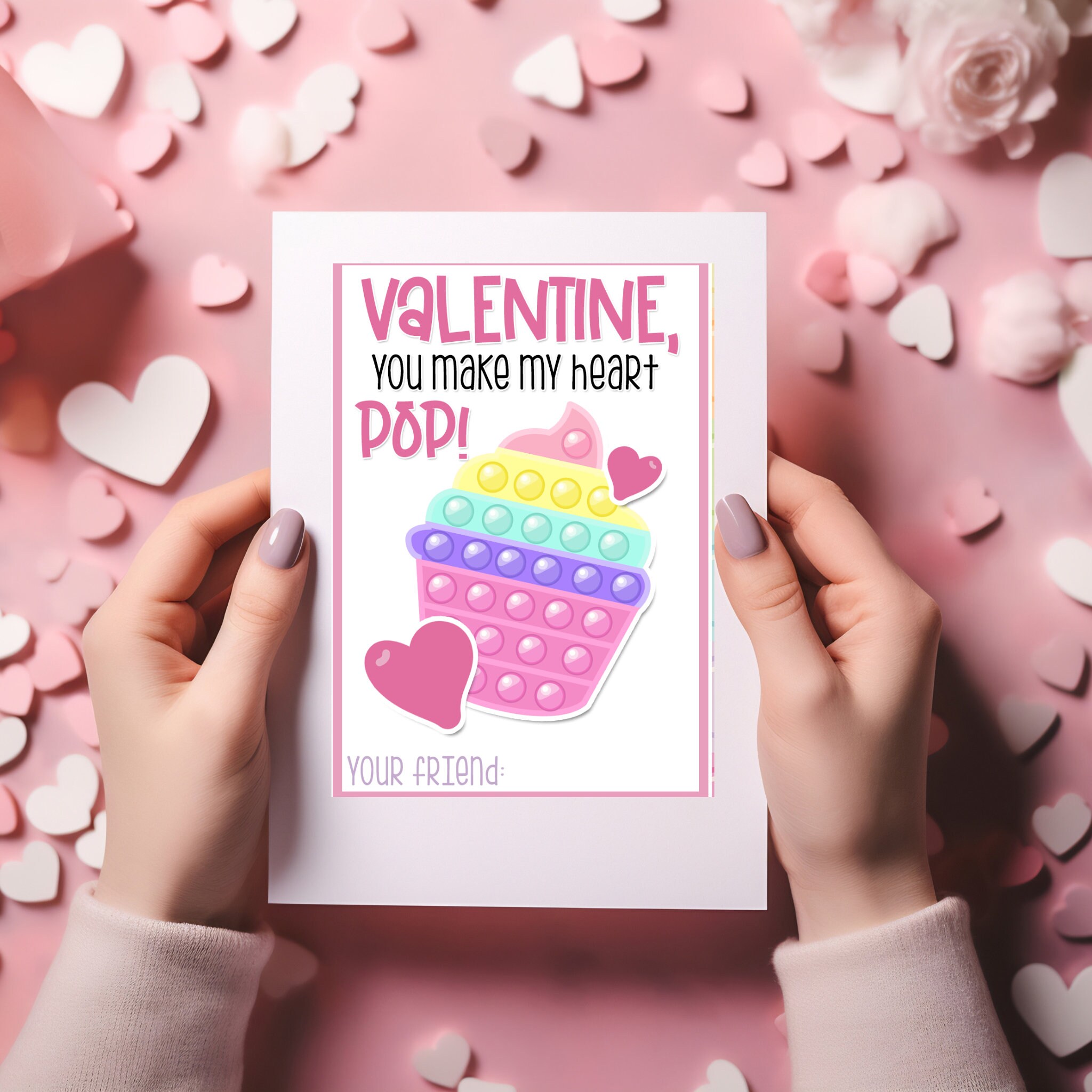 Pop It Valentine Cards, Printable, Valentines Pop It Tags, Poppin ...