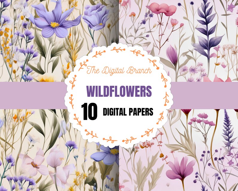 Dainty Wildflower Patterns, Watercolor Wildflower Seamless Patterns Set ...