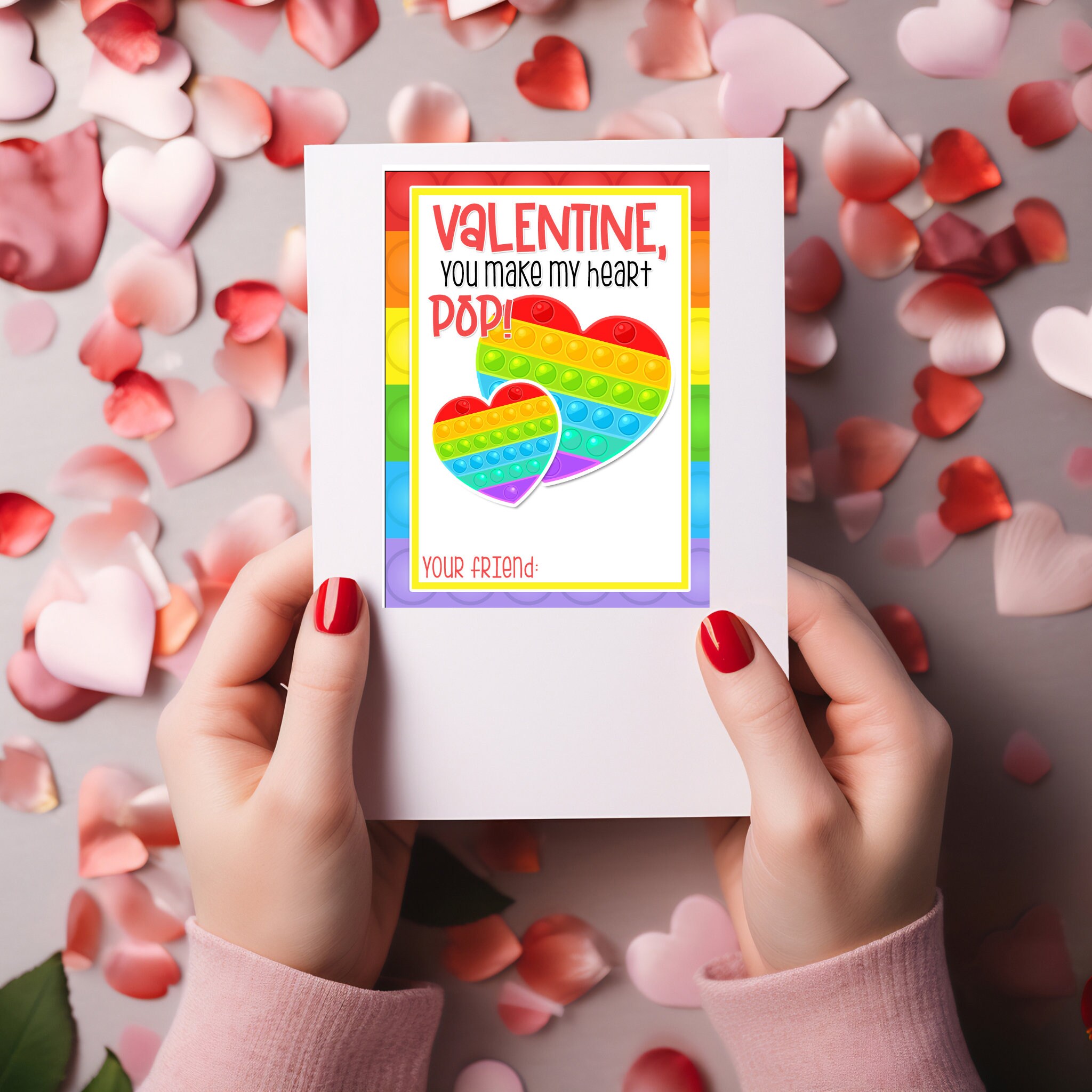 Pop It Valentine Cards, Printable, Valentines Pop It Tags, Poppin ...