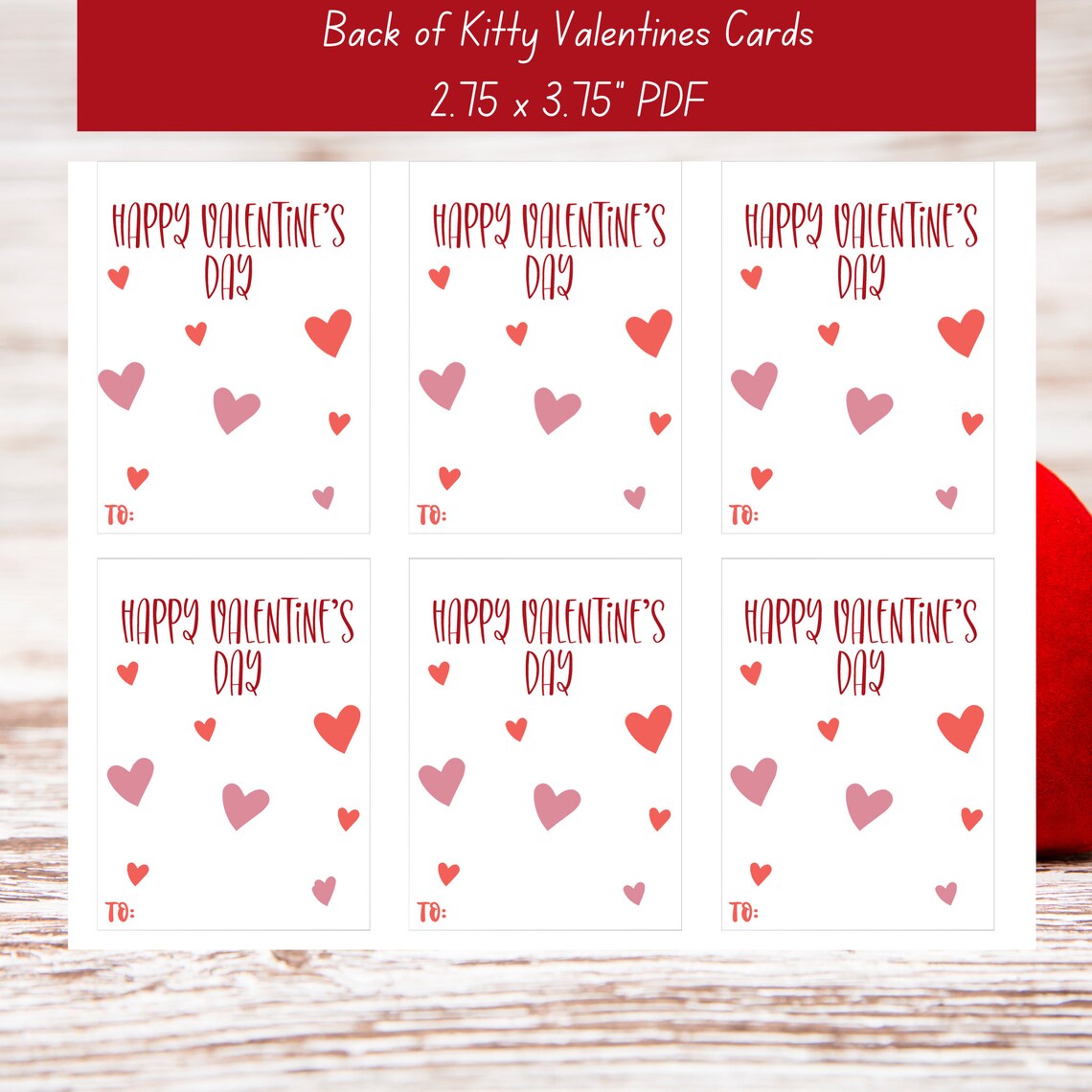 Printable Kitty Valentine Cards, Classroom Valentines Day Cards, Kids ...