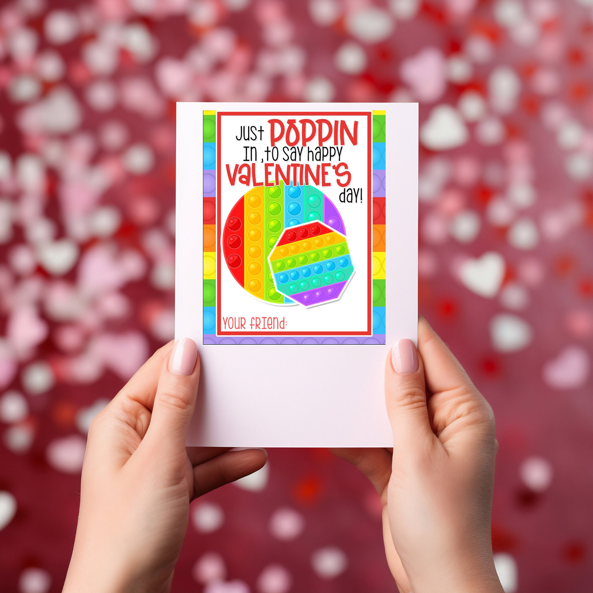 Pop It Valentine Cards, Printable, Valentines Pop It Tags, Poppin ...