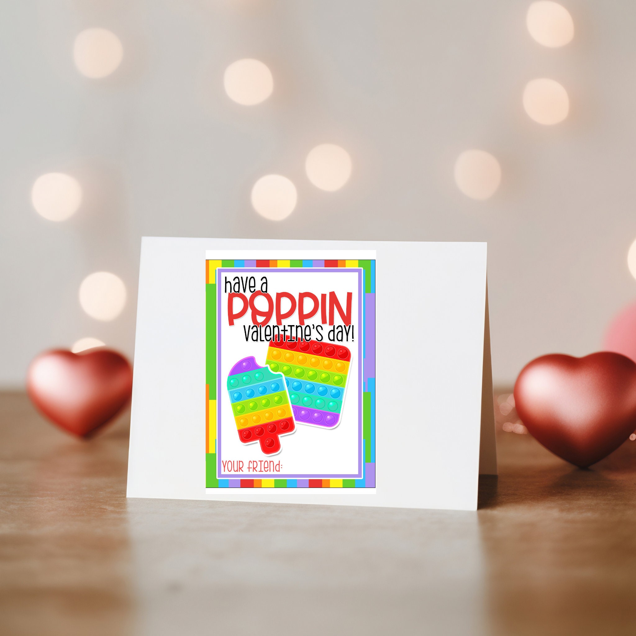 Pop It Valentine Cards, Printable, Valentines Pop It Tags, Poppin ...