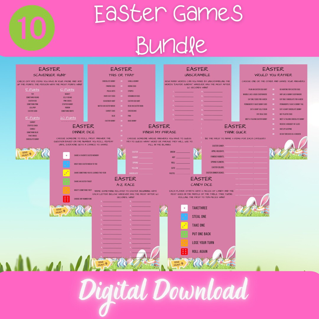 Easter Games Bundle Printable, Easter Activities, Easter Party Games ...