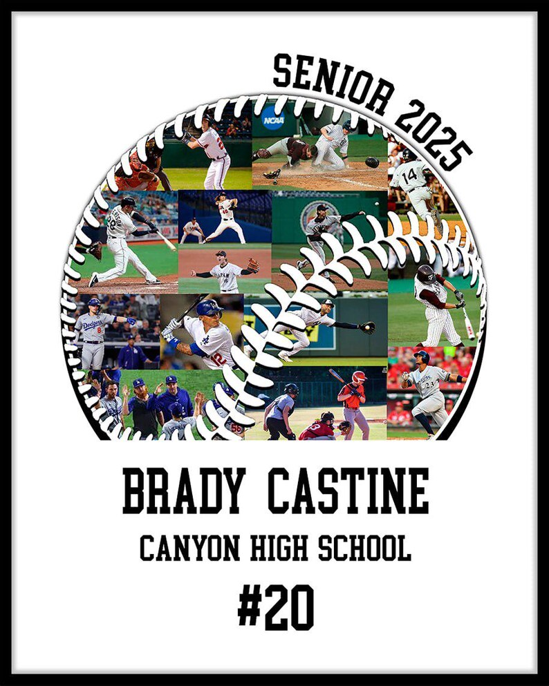 Baseball Photo Collage Senior Baseball Gift Idea Baseball Poster ...