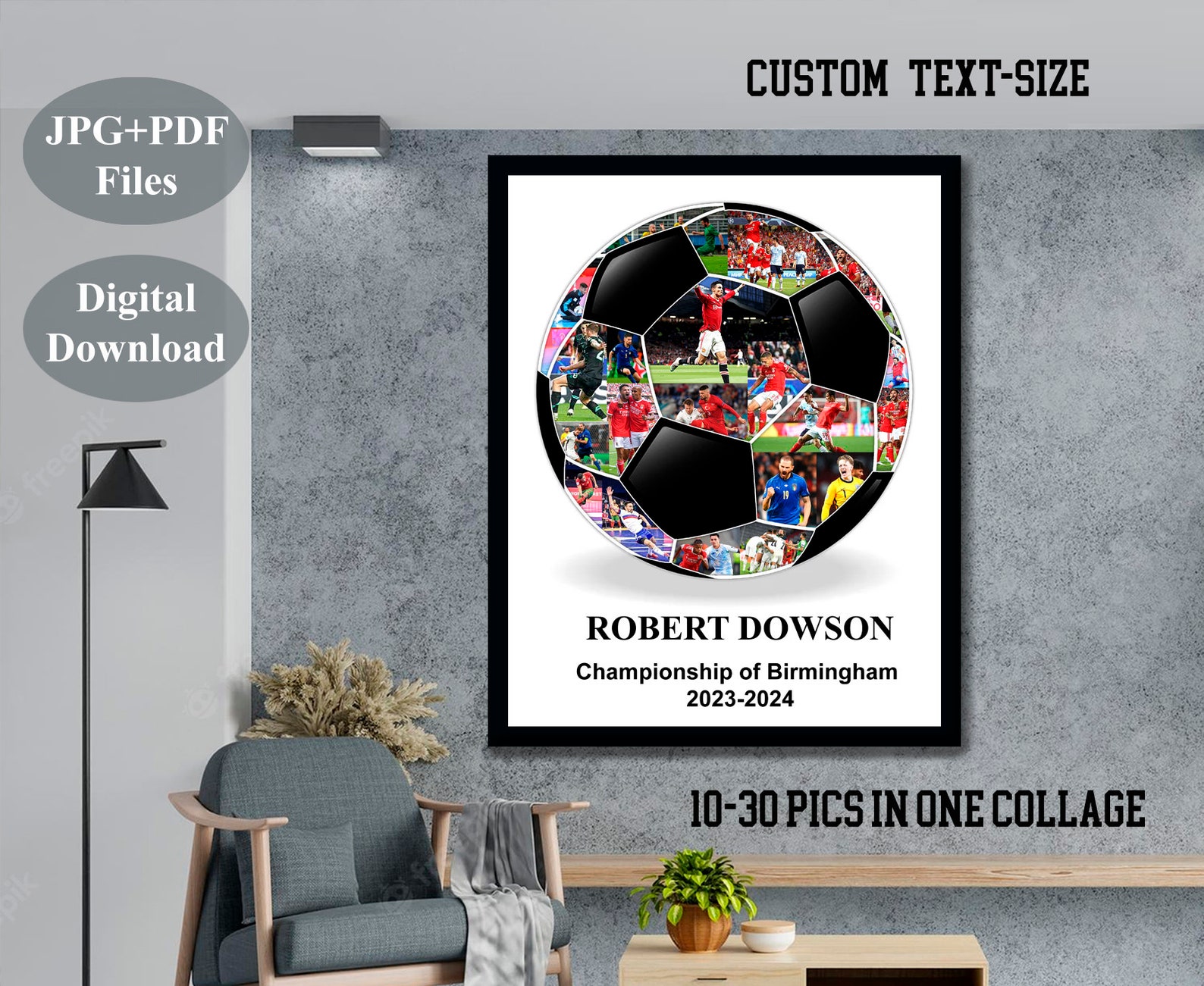 Soccer Ball Photo Collage, Custom Football Gift, Soccer Player Ball ...