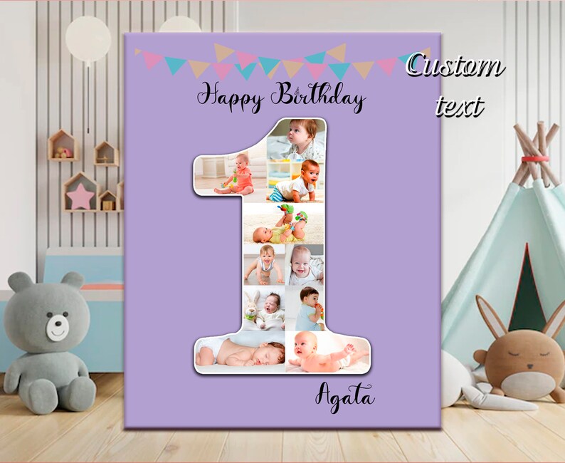 First Birthday Photo Collage, Personalized First Birthday Collage ...