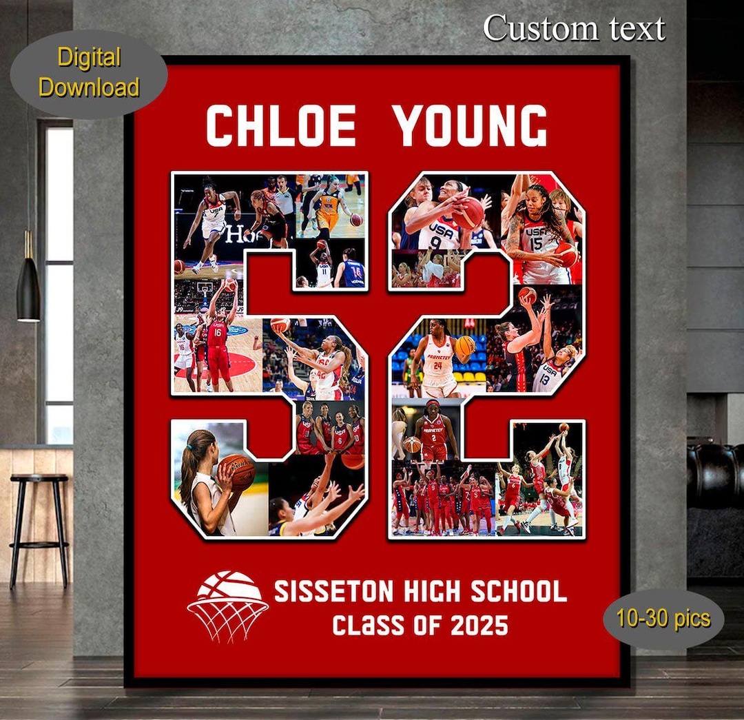 Number Sport Photo Collage Basketball Senior Night Gift Any Number ...