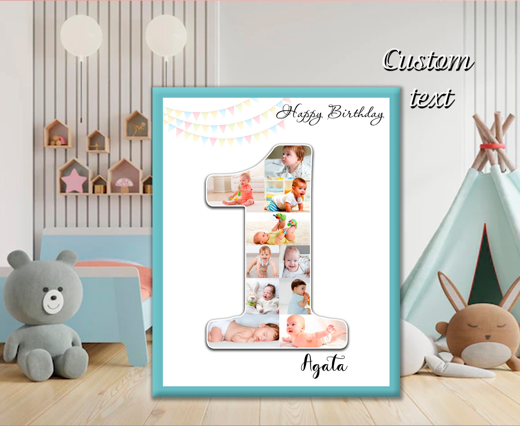 First Birthday Photo Collage Personalized First Birthday - Etsy
