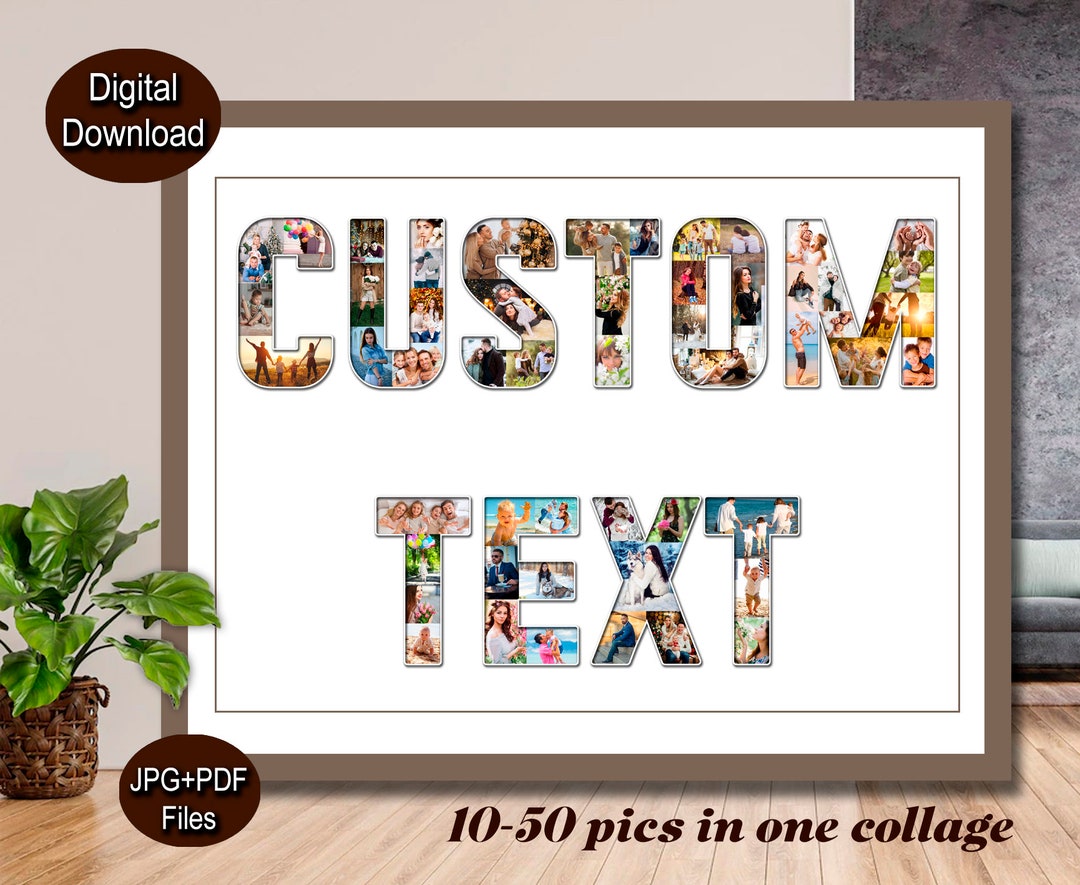 Custom Text Photo Collage, Personalized Photo Collage, Any Custom Word ...