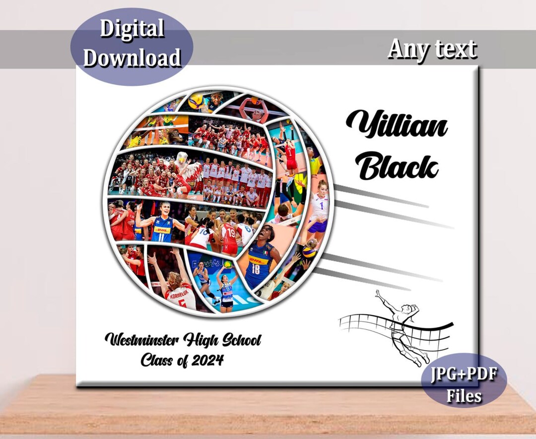 Volleyball Photo Collage Gift Senior Night Collage Volleyball Cheer ...