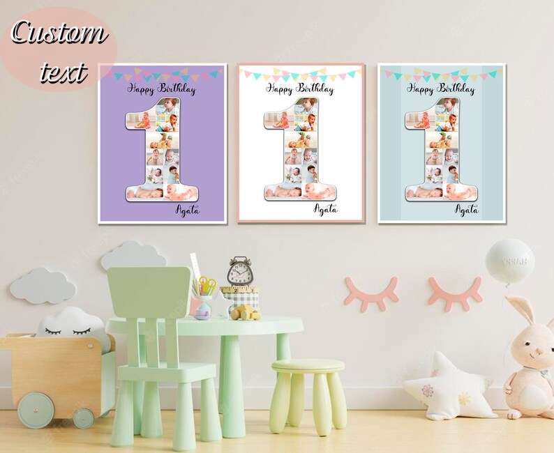 First Birthday Photo Collage, Personalized First Birthday Collage ...