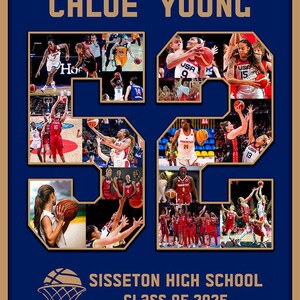 Number Sport Photo Collage Basketball Senior Night Gift Any Number ...