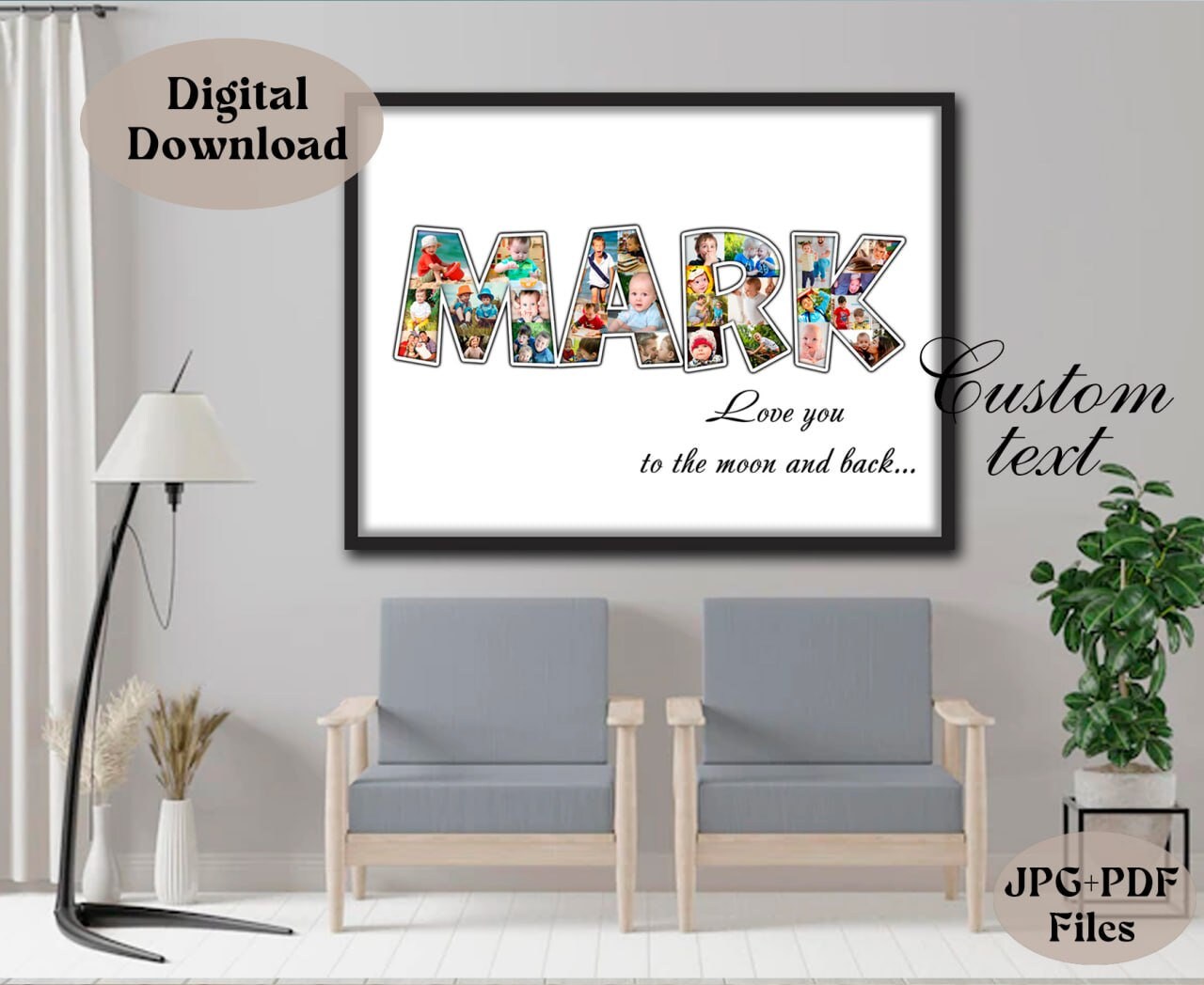 Any Name Photo Collage, Personalized Photo Collage Gift, Any Name Gift ...