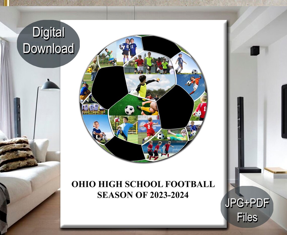 Soccer Ball Photo Collage, Football Player Collage, Gift for Sun ...