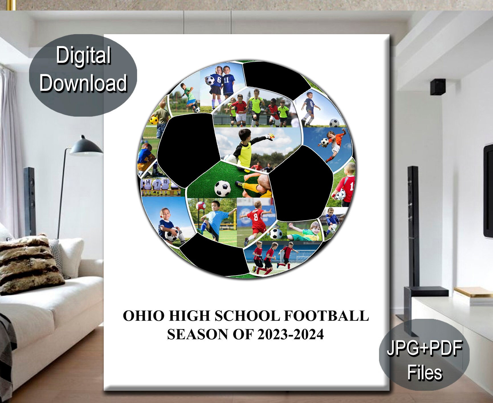 Soccer Ball Photo Collage, Football Player Collage, Gift for Sun ...