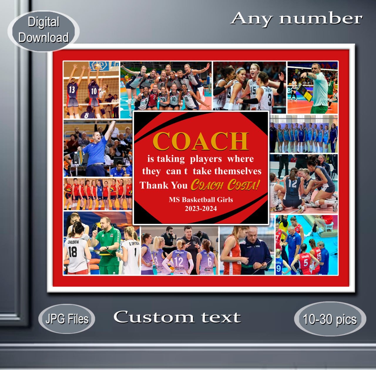 Coach Gift Collage Coach Poster Template Digital Team Coach - Etsy